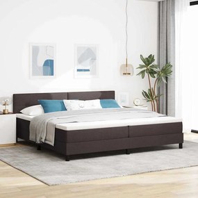 Postel s boxspringem s čelo Tmavě hnědá 200 x 200 cm textil 3338716
