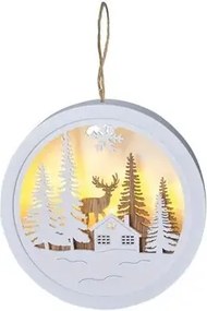 Solight 1V223-A LED dekorace závěsná / les a jelen / bílá a hnědá / 2x