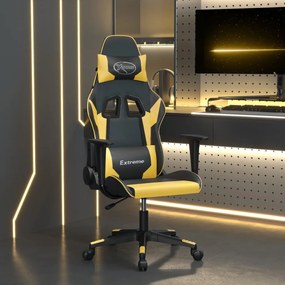 vidaXL Masážní herní židle umělá kůže [345445] Barva: Černý a zlatý