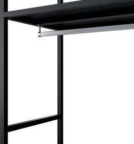 Kancelářský regál otevřený s tyčí na oblečení, do recepce a čekárny, kovový, černý, 800x2200x400 mm: ARIEL