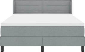 Postel s boxspringem s čelo Světle šedá 200 x 140 cm textil 3341041