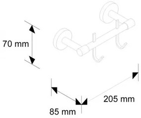 Věšák se 2 háčky L130, 20,5 cm