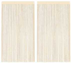 Provázkové záclony, 2 ks, 100x250 cm, krémová 132402