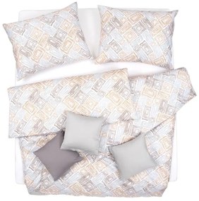 SCANquilt povlečení SATÉN PLUS oblong bílobéžová 140 x 200/70 x 90 cm
