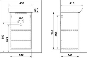 Bruckner Neon umyvadlová skříňka 42 x 71 x 35 cm s umyvadlem bílá 501.111.0 Koupelny Bernold