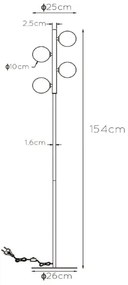 Lucide 45774/04/02 - Stojací lampa TYCHO 4xG9/28W/230V zlatá