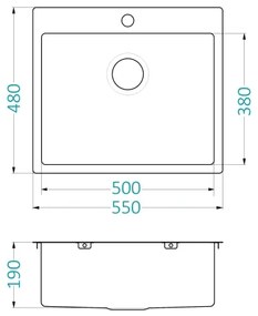 ALVEUS 1124382 - Kuchyňský dřez QUARTO 55x48 cm satin