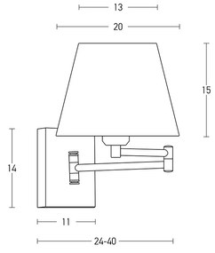 Zambelis H24-B nástěnné svítidlo chrom/černá, 1xE27, ø20cm