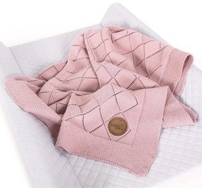 Ceba Pletená deka v dárkovém balíčku 90 x 90 cm Rýžový vzor Růžová