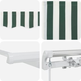 Stahovací markýza Zelená a bílá 400 × 300 cm Polyester a hliník 3330719