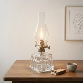 BRILAGI - Petrolejová lampa MERLIN čirá/zlatá/patina