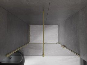 Mexen Velar, posuvné sprchové dveře do otvoru 130 cm, 8mm šedé sklo, zlatá matná, 871-130-000-41-55