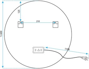 Tutumi Zrcadlo ⌀60 cm s vyhříváním a regulovatelným LED osvětlením , kartáčovaná zlatá
