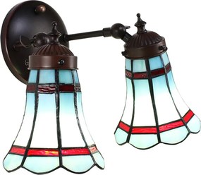 Nástěnná Tiffany lampa 2 stínidla červené pruhy RedLine - 30*23*23 cm E14/max 2*25W