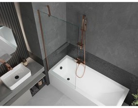 Mexen Next, vanová zástěna 1-křídlová 80 x 150 cm, fixní křídlo, 6 mm čiré sklo, růžové zlato profil, 895-080-000-00-00-60