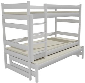 Patrová postel s výsuvnou přistýlkou PPV 018 90 x 200 cm- bílá