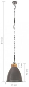 Závěsná lampa šedá / mangovníkové dřevo Dekorhome 23 cm