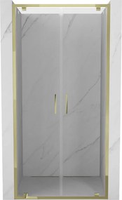 Mexen Exo, dvojité výklopné sprchové dveře 90 cm, čiré sklo, zlatá, 8182-090-000-50-00