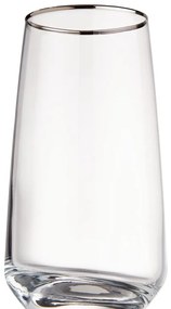 Butlers TOUCH OF SILVER Sada sklenic na longdrink se stříbrným okrajem 480 ml set 6 ks