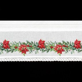 KRÁTKÁ VÁNOČNÍ ZÁCLONA NA PÁSCE XMAS5 150X30 CM VZOROVANÁ