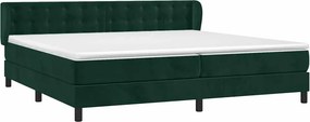 Box spring postel s matrací tmavě zelená 200x200 cm samet 3127754