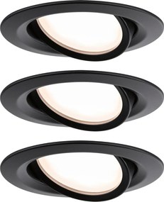 P 93082 LED vestavné svítidlo Nova Plus Coin základní sada výklopné IP65 kruhové 93mm 30° Coin 3x6W 230V stmívatelné 2700K černá mat - PAULMANN
