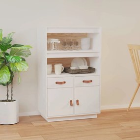 Skříň highboard bílá 67 x 40 x 108,5 cm masivní borové dřevo