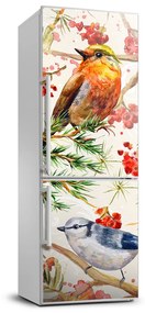 Wallmuralia Nálepka fototapeta lednička Ptáci a květiny 60x180 cm