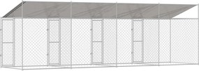 Psí klec s střechou Stříbrná 800 x 200 x 256 cm Ocel a PE 3368300