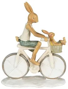 Dekorativní figurka zaječího taťky s malým zajíčkem na kole