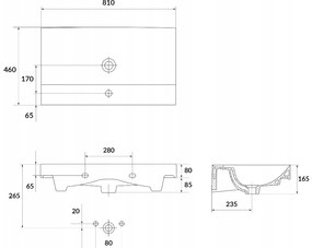 Cersanit Larga, koupelnová skříňka s umyvadlem 80x45x65 cm, bílá lesklá, S801-438