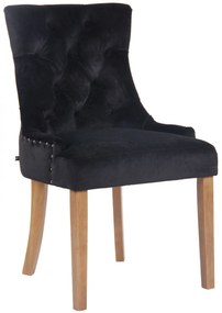 Jídelní židle Aberdeen ~ samet, dřevěné nohy antik světlé - Černá