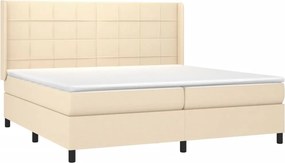 Box spring postel s matrací a LED krémová 200x200 cm textil 3138346