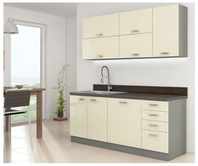 Nábytek Elegance Kuchyňská linka KAMELIA 120/180 cm = Dolní skříňky: 80cm dřezová, 40cm zásuvková, Horní skříňky: 80cm plná, 40cm, 60cm digestořová