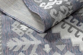 Dywany Łuszczów, Kusový koberec Sion Sisal Aztec 3007 blue/pink/ecru – na ven i na doma, 160x220, modrá, chodba / předsíň
