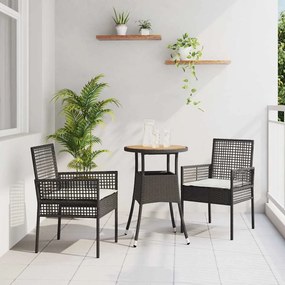 Zahradní jídelní souprava 3 ks Černá polyratan 3334951