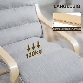 HOMCOM Relaxační křeslo, polstrované lounge křeslo s nastavitelným podnožníkem, vzhled sametu pro obývací pokoj, houpací křeslo s opěrkami, čtecí kře…