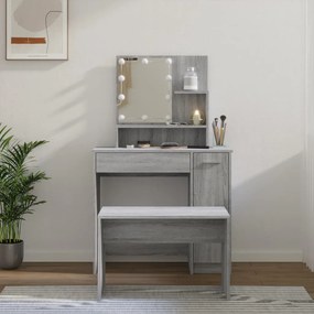 Toaletní stolek sada s LED šedý sonoma kompozitní dřevo 3114121