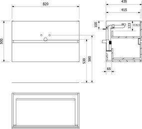 Sapho ODETTA umyvadlová skříňka 82x50x43,5cm, dub černý DT085-1818