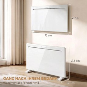 HOMCOM Inteligentní panelový ohřívač 1500 W, volně stojící / na stěnu, elektrický ohřívač s 7denním časovačem, detekce oken, ochrana proti mrazu, bílá