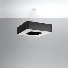 Závěsné svítidlo Urano, 1x černé textilní stínítko, (bílý plast), (80 cm)