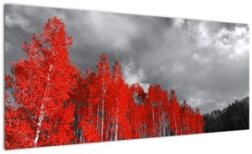 Červený les - moderní obraz (100x40cm)