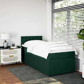 Box spring postel s matrací tmavě zelená 100x200 cm samet 3289977