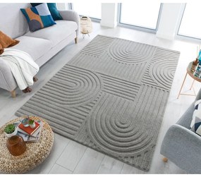 Šedý vlněný koberec Flair Rugs Zen Garden, 120 x 170 cm