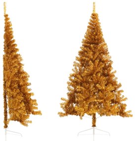 344693 vidaXL Umělý poloviční vánoční stromek se stojanem zlatý 210 cm PET