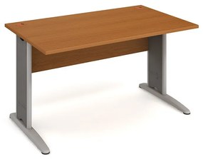 Stůl pracovní rovný 140 cm - Hobis Cross CS 1400 Dekor stolové desky: třešeň, Dekor lamino podnože: třešeň, Barva nohou: Stříbrná