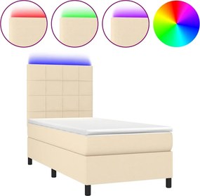 Box spring postel s matrací a LED krémová 90x190 cm textil 3134842