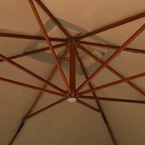 Konzolový slunečník s dřevěnou tyčí 400 x 300 cm taupe,  318431