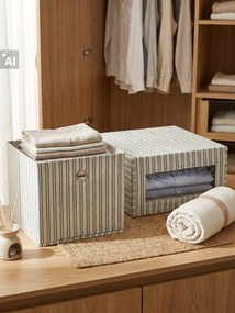 Sinsay - Skládací úložný box s pruhy a okénkem - zelená