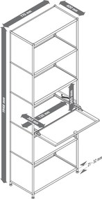 Tchibo - Kovový vysoký regál CN3 s výklopnými dvířky - barva: šedá